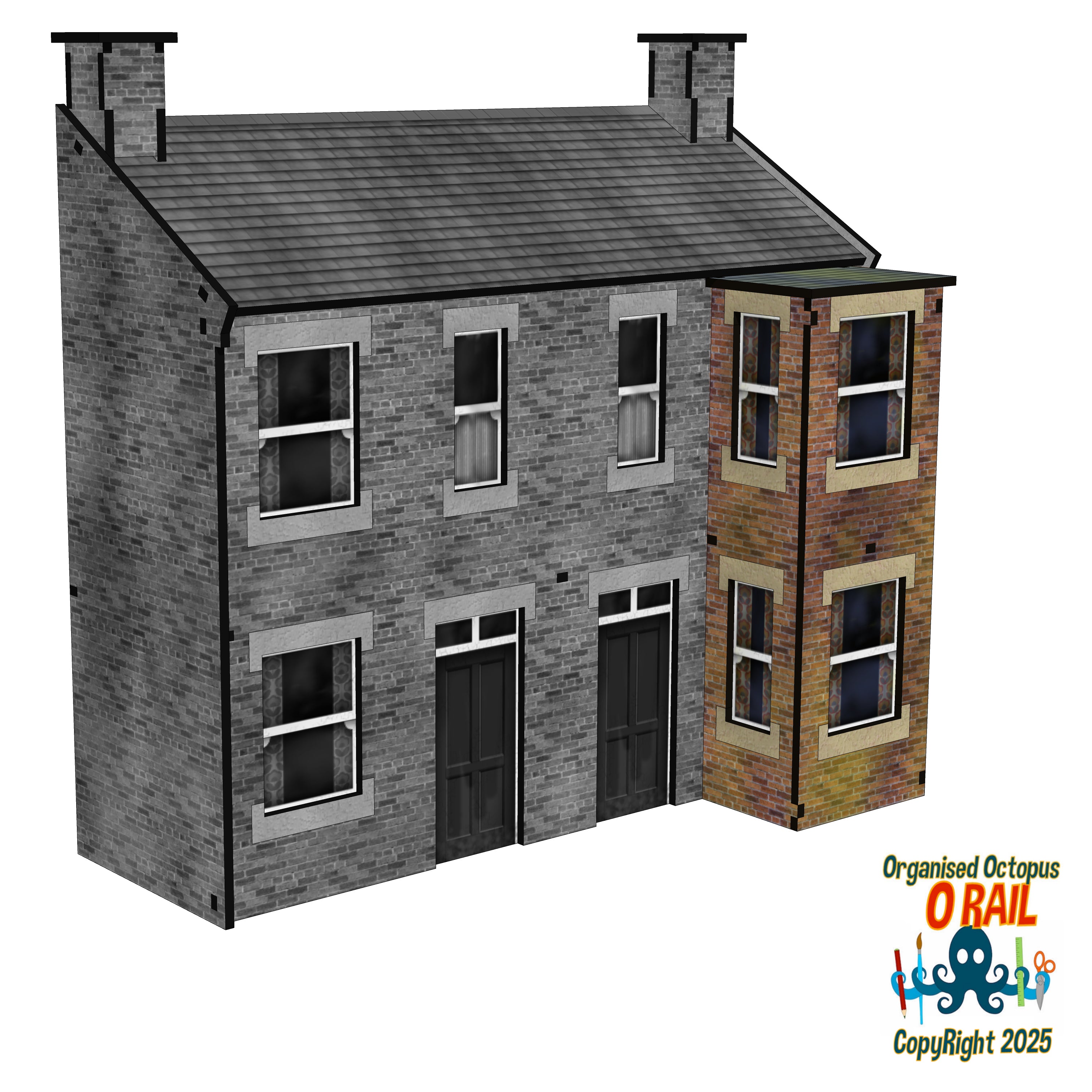 O Scale Semi Detached House Bay Windows 2 Floor – Organisedoctopus
